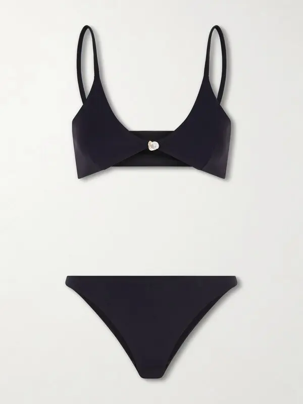 SARA CRISTINA Luna Pearl-embellished Bikini - Black