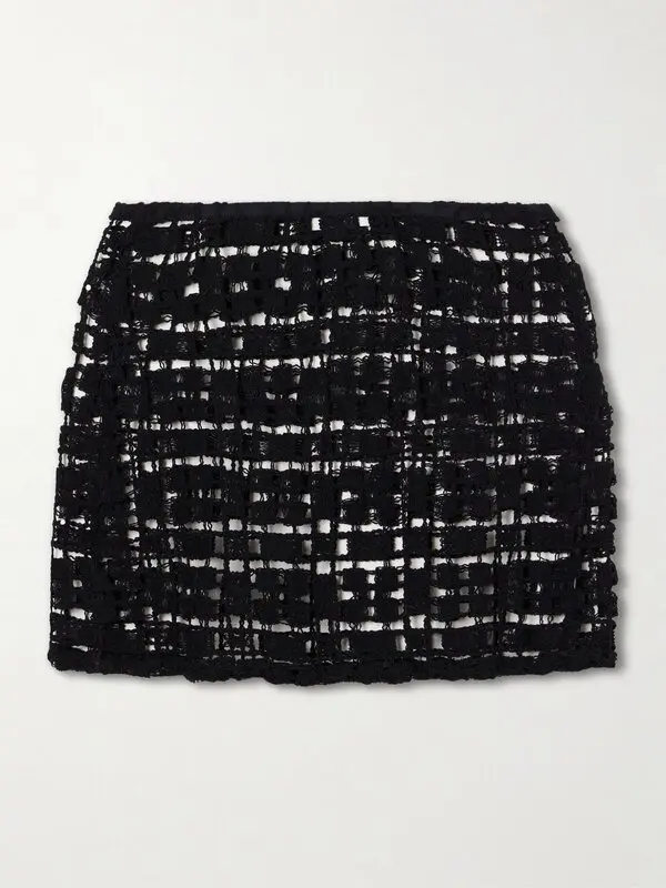 SARA CRISTINA Crocheted Cotton Mini Skirt - Black
