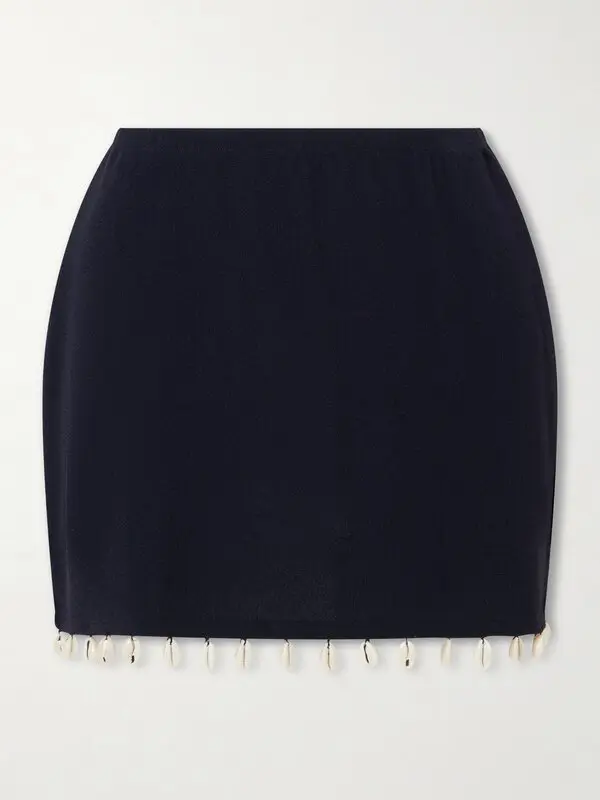 SARA CRISTINA Embellished Jersey Mini Skirt - Blue