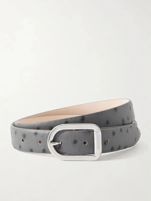 DEHANCHE Mija Ostrich Leather Belt - Gray