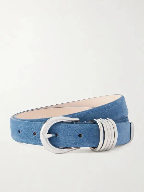 DEHANCHE Hollyhock Suede Belt With Silver Tone Buckle - Blue