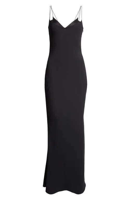 TOM FORD Satin Trim Crepe Slipdress - Black