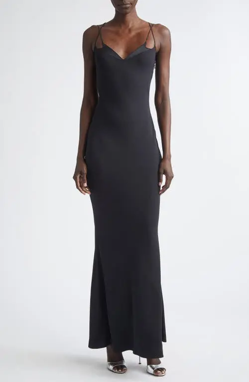 TOM FORD Satin Trim Crepe Slipdress - Black