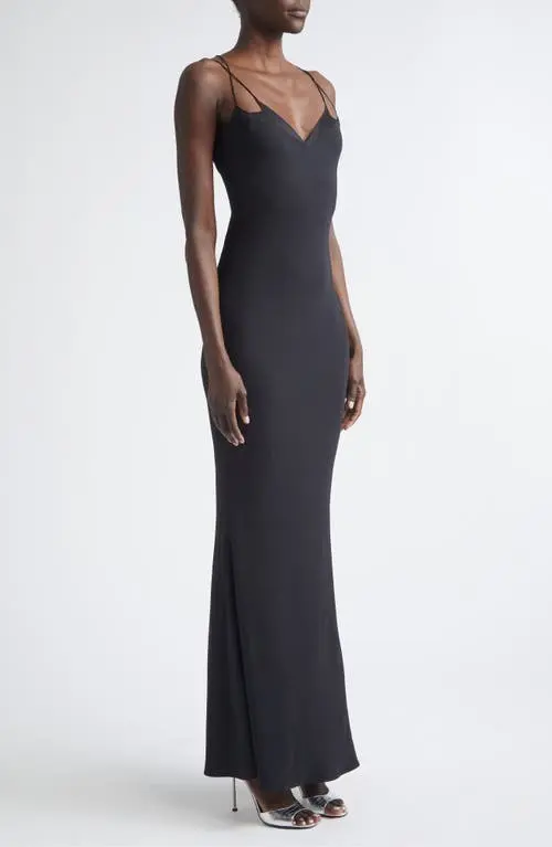 TOM FORD Satin Trim Crepe Slipdress - Black