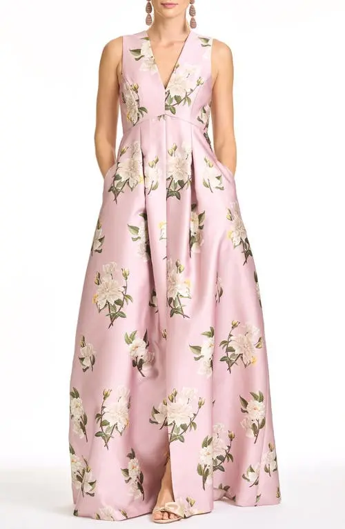 Sachin & Babi Brooklynne Floral Sleeveless Gown - Rose Quartz Tea