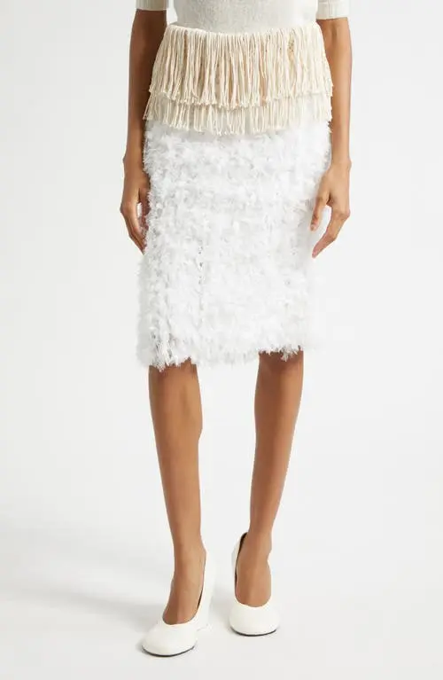 DIOTIMA Bambola Fringe Embellished Midi Skirt - White