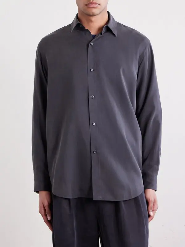 KAPTAIN SUNSHINE Silk-gabardine Shirt - Gray