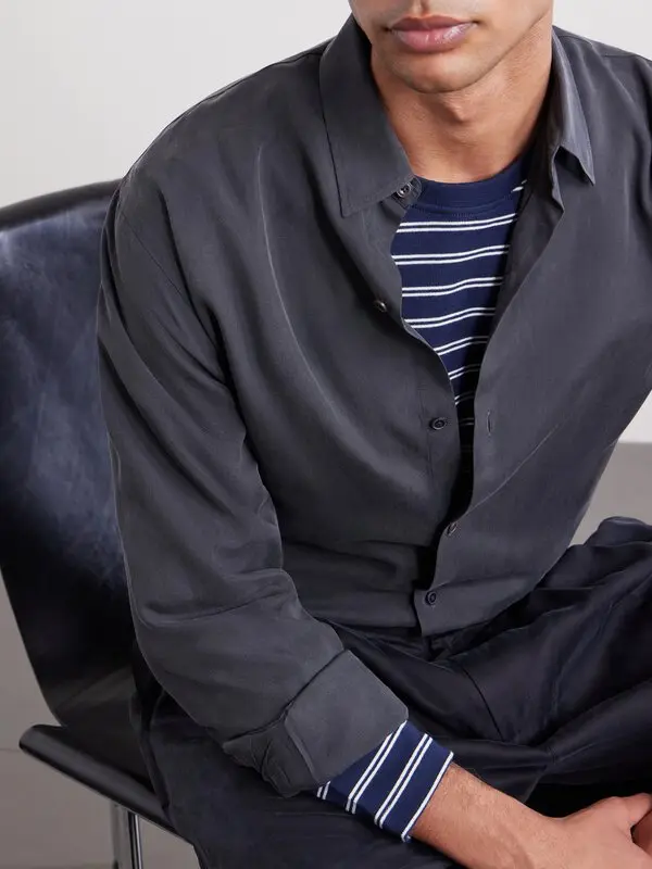 KAPTAIN SUNSHINE Silk-gabardine Shirt - Gray