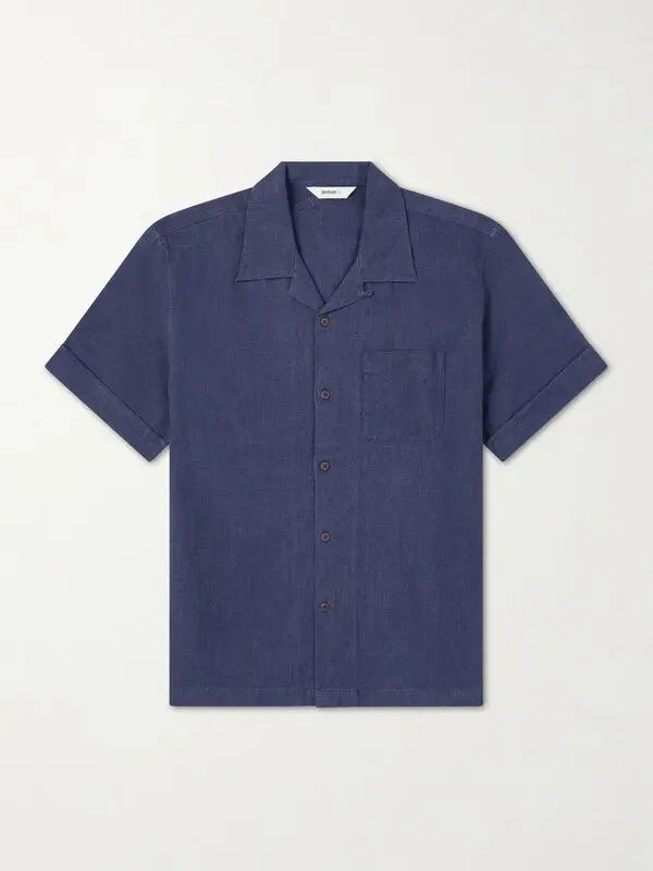 3sixteen Convertible-collar Linen And Cotton-blend Shirt - Blue
