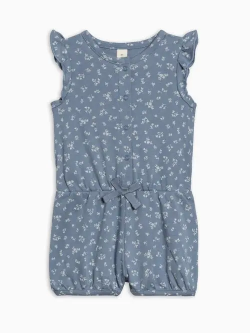 COLORED ORGANICS Organic Amelia Romper - Isla Floral/sea + Ivory