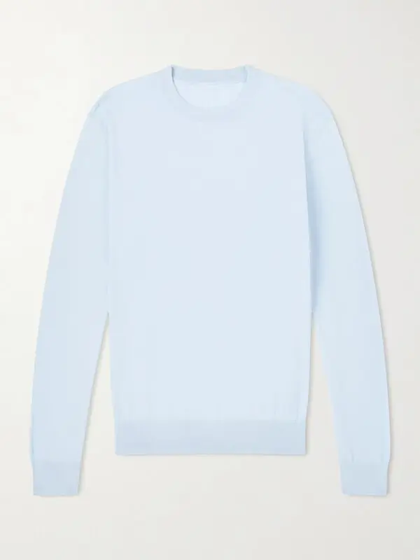 Anderson & Sheppard Knitted Sea Island Cotton Sweater - Blue