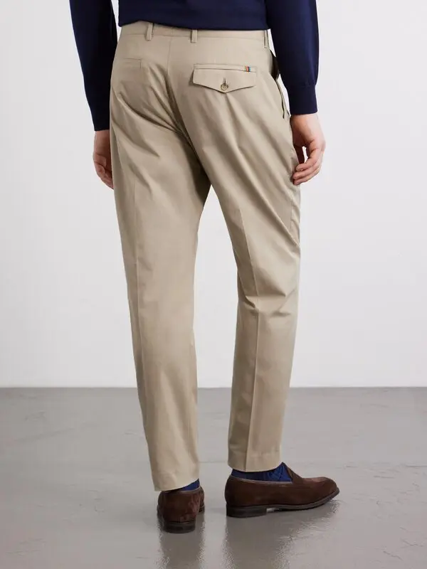 Paul Smith Straight-leg Pleated Organic Cotton-twill Trousers