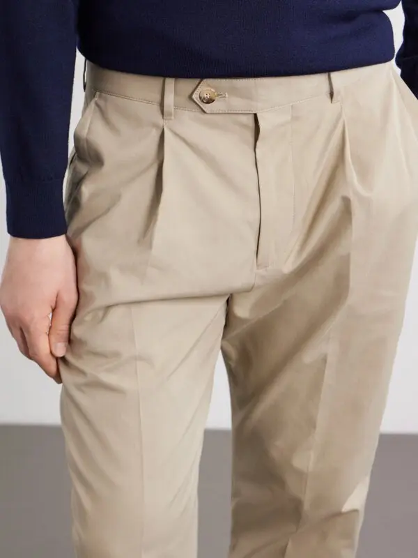 Paul Smith Straight-leg Pleated Organic Cotton-twill Trousers