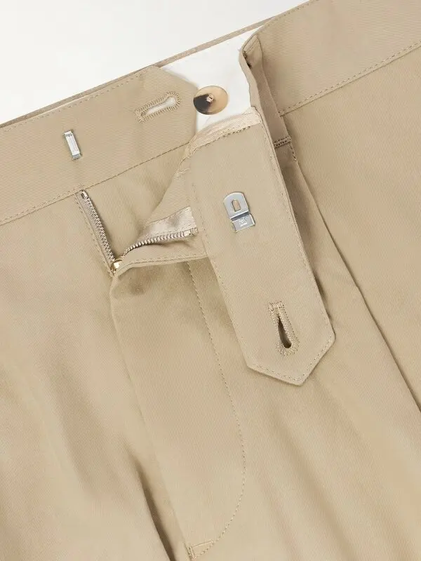 Paul Smith Straight-leg Pleated Organic Cotton-twill Trousers