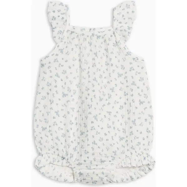 COLROED ORGANICS Organic Muslin Tank Bubble Romper - Rosebay Floral/coconut + Sea