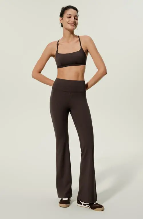 Lilysilk Silk Contour High-rise Flared Leggings - Coffee Bean