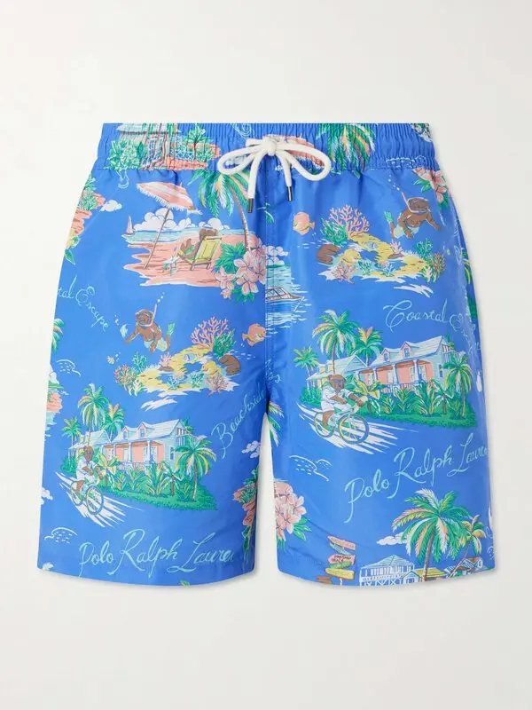 Polo Ralph Lauren Straight-leg Printed Recycled Swim Shorts - Blue