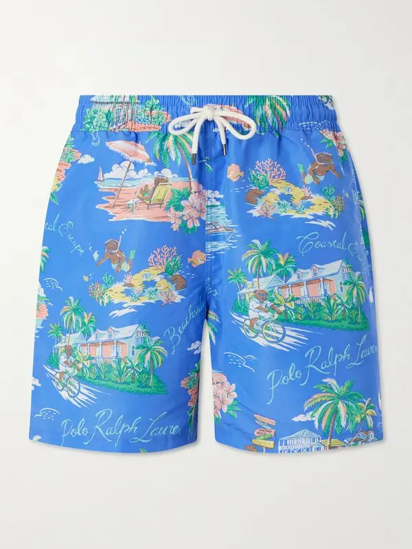 Polo Ralph Lauren Straight-leg Printed Recycled Swim Shorts - Blue
