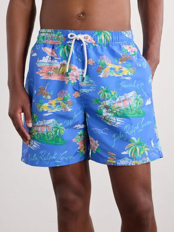 Polo Ralph Lauren Straight-leg Printed Recycled Swim Shorts - Blue