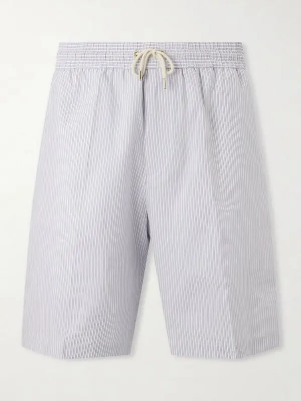 Paul Smith Straight-leg Striped Cotton Drawstring Shorts - Blue