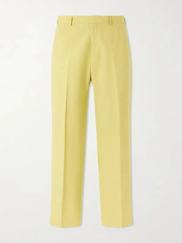 Paul Smith Straight-leg Cotton And Linen-blend Suit Trousers - Yellow