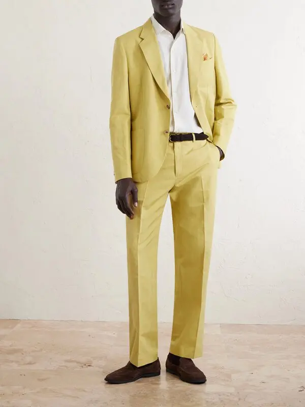 Paul Smith Straight-leg Cotton And Linen-blend Trousers