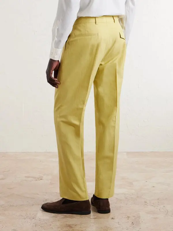 Paul Smith Straight-leg Cotton And Linen-blend Trousers