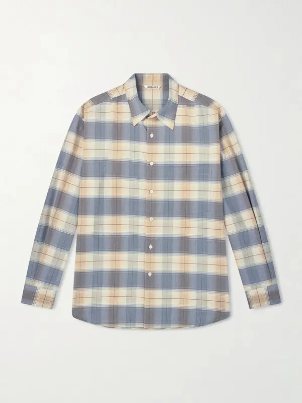 Auralee Checked Wool-poplin Shirt