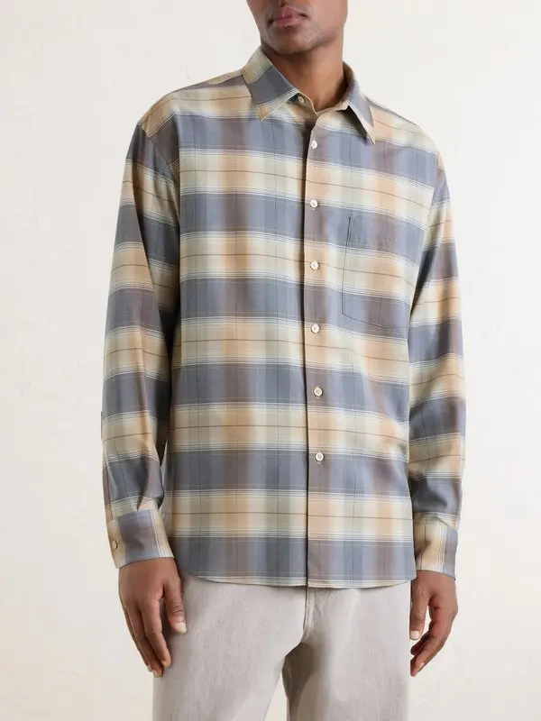 Auralee Checked Wool-poplin Shirt