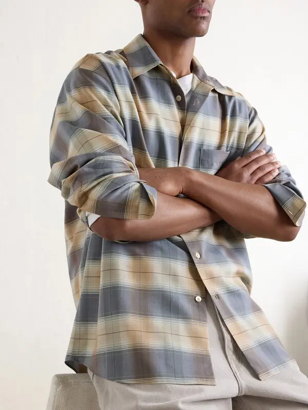 Auralee Checked Wool-poplin Shirt