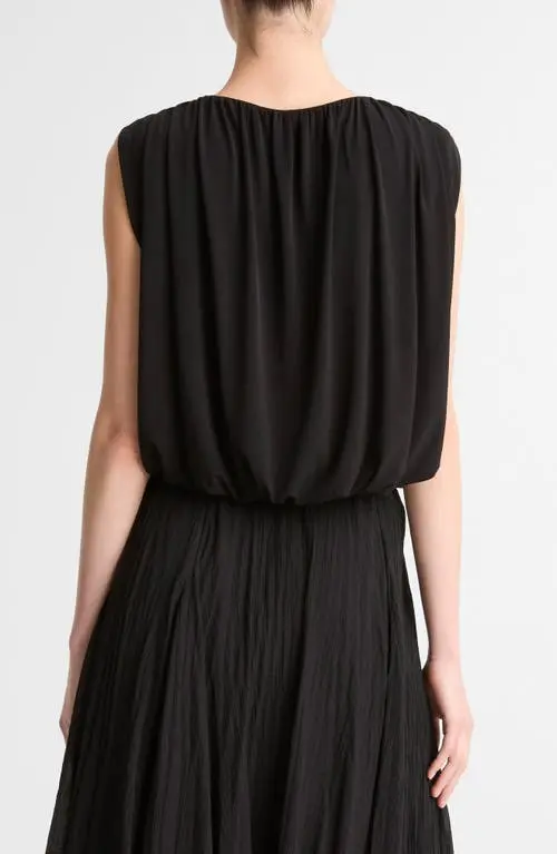 Vince Sleeveless Bubble Hem Top - Black