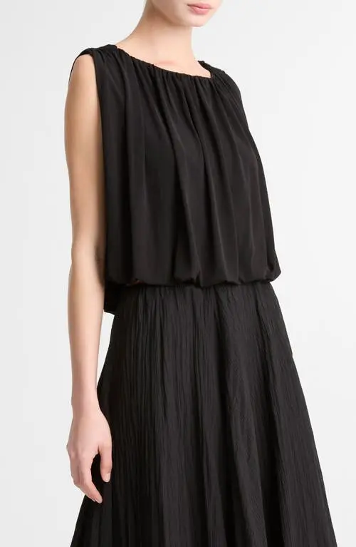 Vince Sleeveless Bubble Hem Top - Black