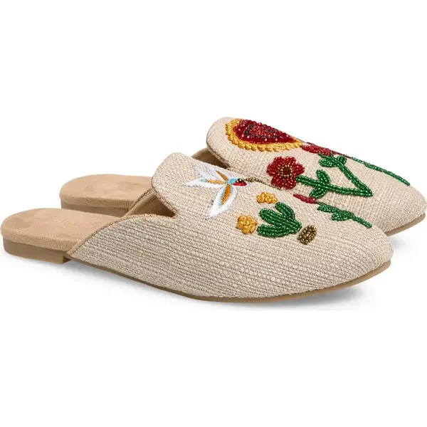 FUCHSIA Jardin Jute Embellished Mule - Beige