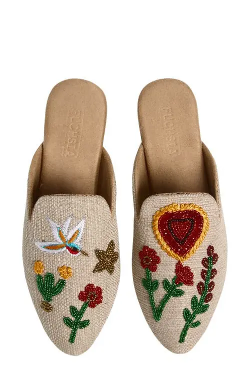 FUCHSIA Jardin Jute Embellished Mule - Beige
