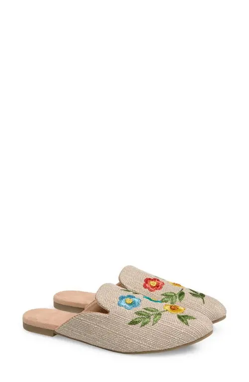 FUCHSIA Sunny Meadows Floral Embroidered Mule - Light Beige