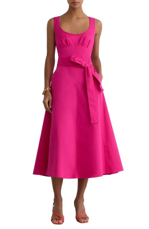 REISS Irina Stretch Cotton Dress - Pink