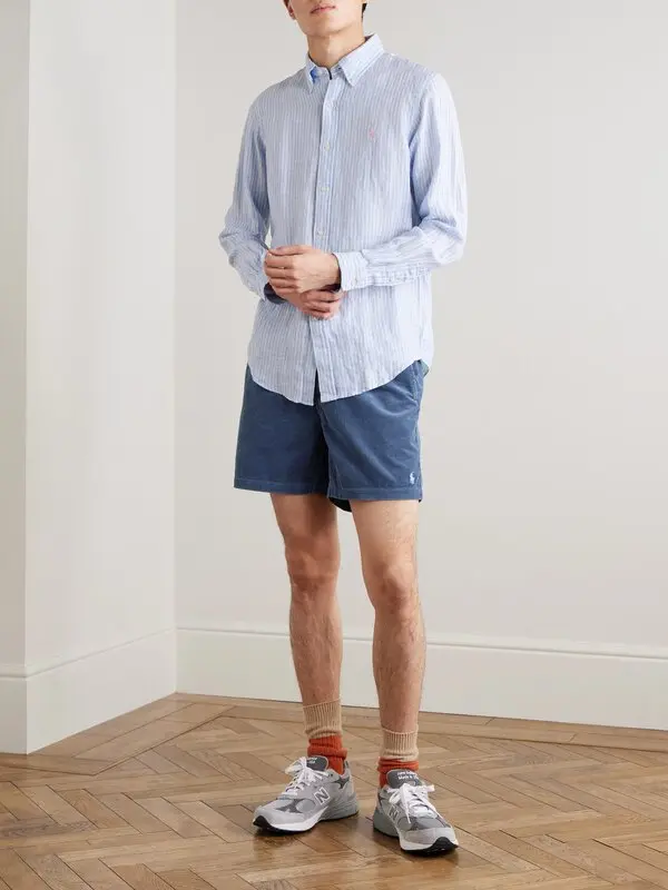 Polo Ralph Lauren Button-down Collar Striped Linen Shirt - Blue