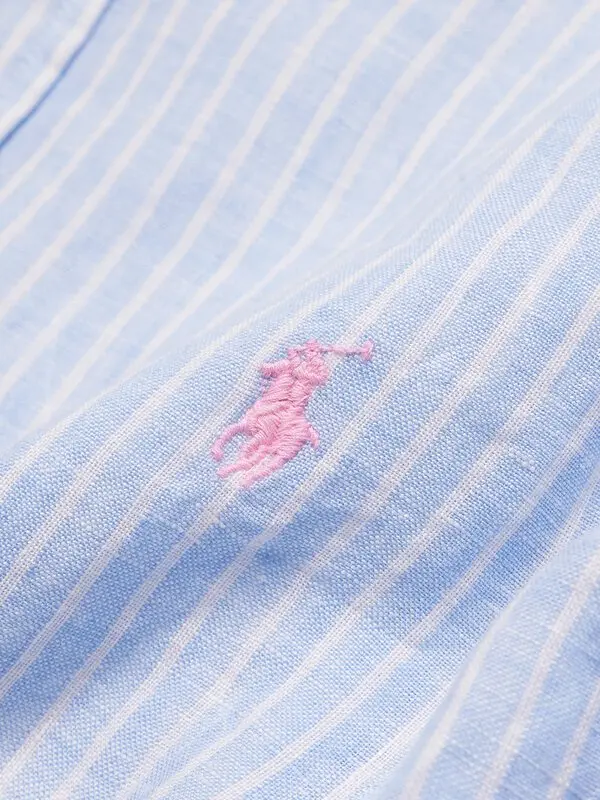 Polo Ralph Lauren Button-down Collar Striped Linen Shirt - Blue