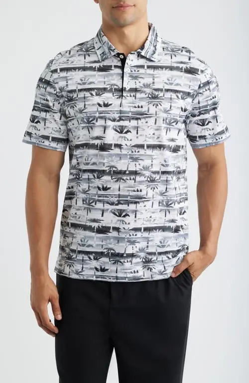 Bugatchi Hendrix Digital Abstract Print Pima Cotton Polo - Cement