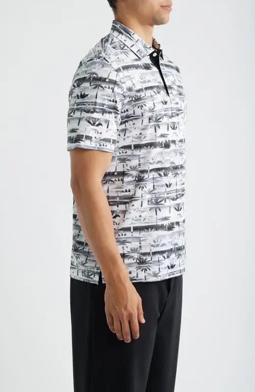 Bugatchi Hendrix Digital Abstract Print Pima Cotton Polo - Cement