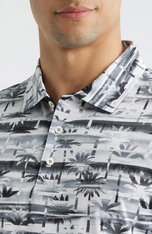 Bugatchi Hendrix Digital Abstract Print Pima Cotton Polo - Cement