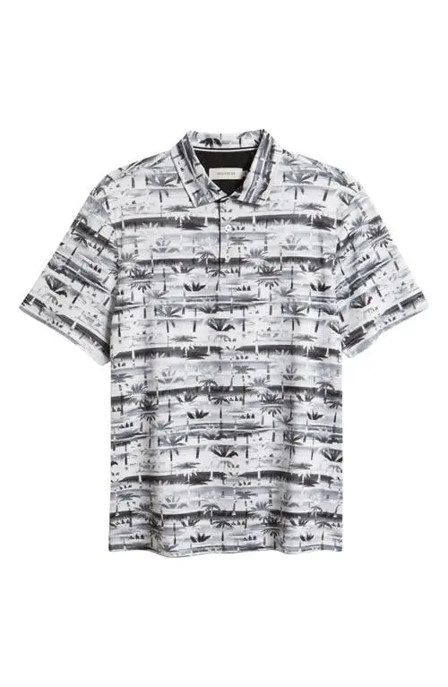Bugatchi Hendrix Digital Abstract Print Pima Cotton Polo - Cement
