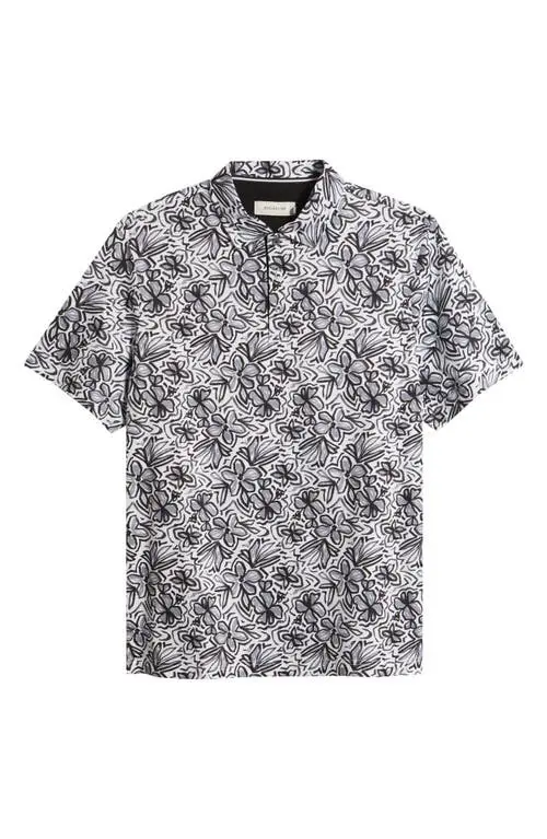 Bugatchi Hendrix Digital Abstract Print Cotton Polo - White