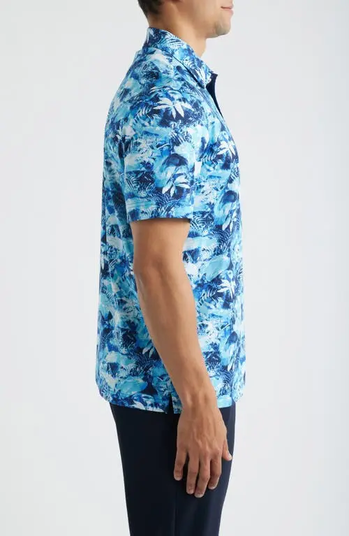 Bugatchi Hendrix Digital Abstract Print Pima Cotton Polo - Azure