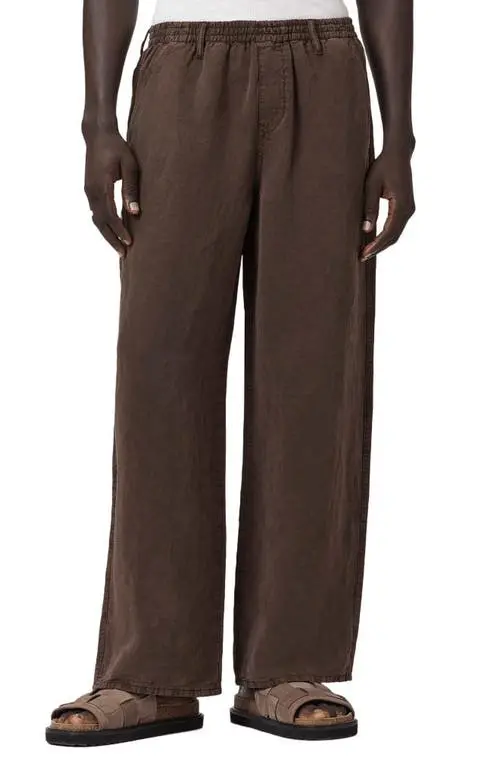 ALLSAINTS Korten Wide Leg Pull-on Pants - Plum Brown