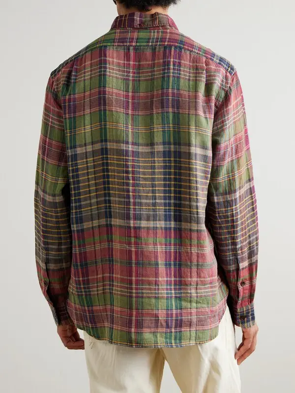 Polo Ralph Lauren Button-down Collar Checked Linen Shirt - Green