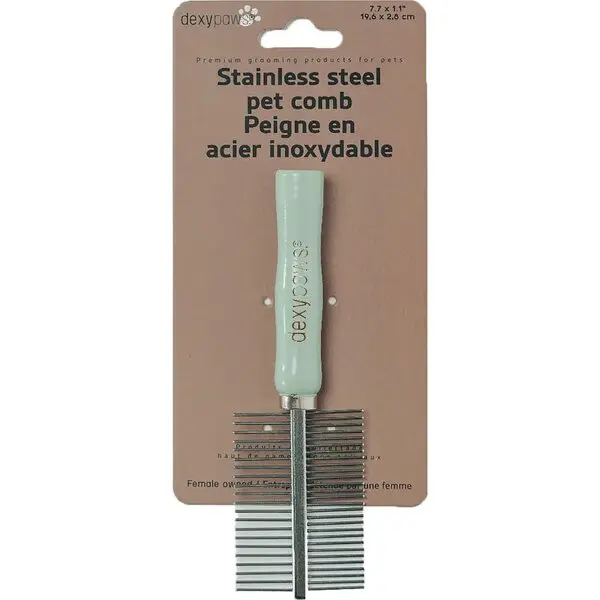 DEXYPAWS Stainless Steel Pet Comb - Green