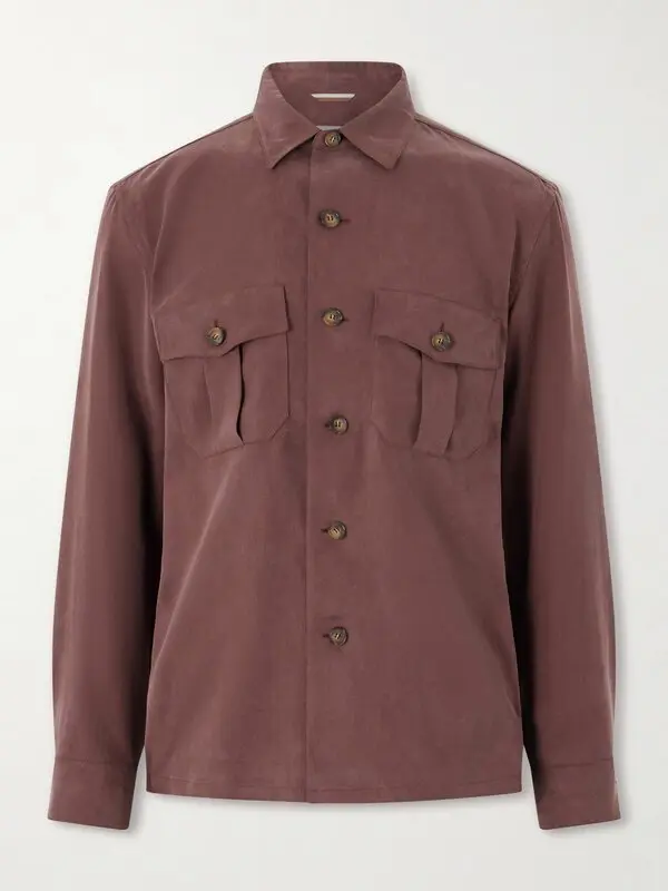 Canali Lyocell Overshirt - Burgundy