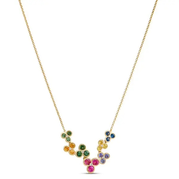 Benbridge Classic Round Rainbow Sapphire Cluster Necklace - Multicolored