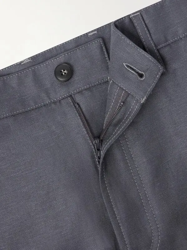 Canali Straight-leg Wool And Linen-blend Twill Suit Trousers - Blue